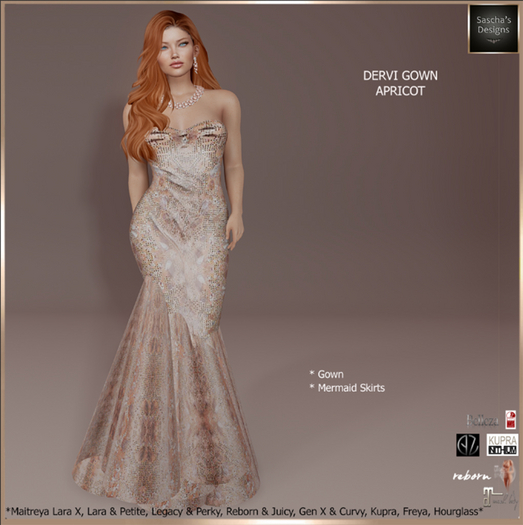 Second Life Marketplace - SAS - Dervi Apricot Gown (LaraX & MB)