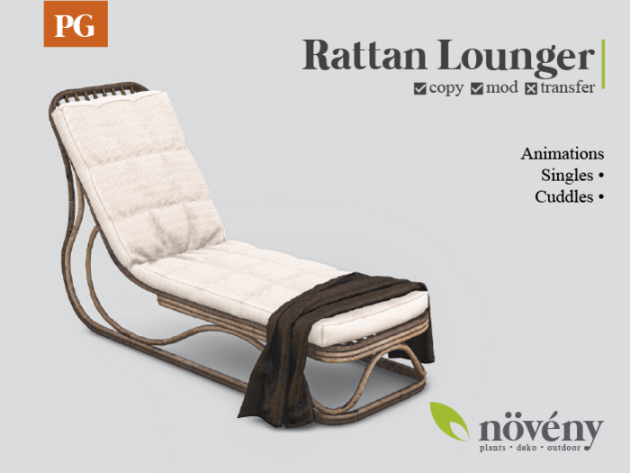 Second Life Marketplace - Noveny - Rattan Lounger - PG
