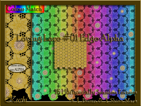 Second Life Marketplace - Loving Lace #01 Edge Alpha Texture Pack