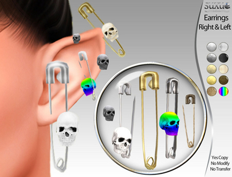 Second Life Marketplace - Safety pin skull earrings demo