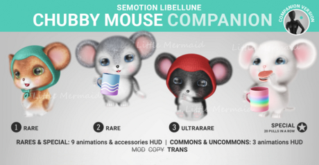 Second Life Marketplace - SEmotion Libellune Chubby Mouse Companion ...