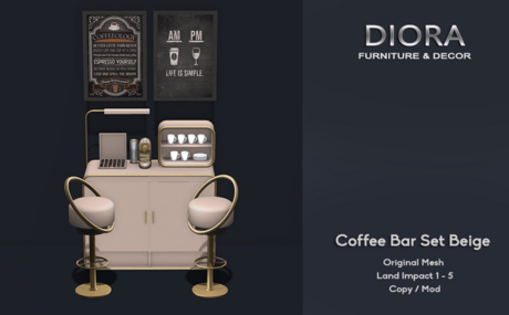 Second Life Marketplace - DIORA Coffee Bar Set Beige [PG]