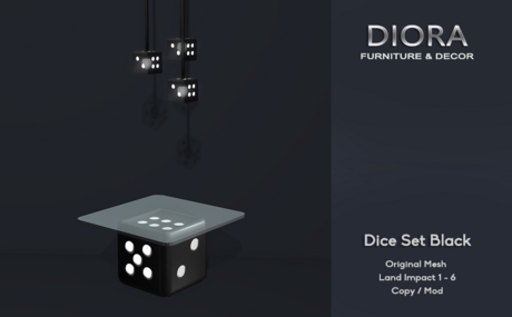 Second Life Marketplace - DIORA Dice Set Black