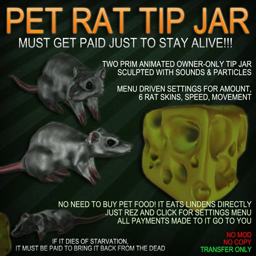 Second Life Marketplace - Feed the Pet Rat - Tip Jar