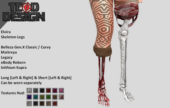 Second Life Marketplace - Skeleton Legs [Long & Short] ~ Elvira [DEMO]