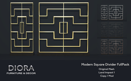 Second Life Marketplace - DIORA Modern Square Divider FullPack