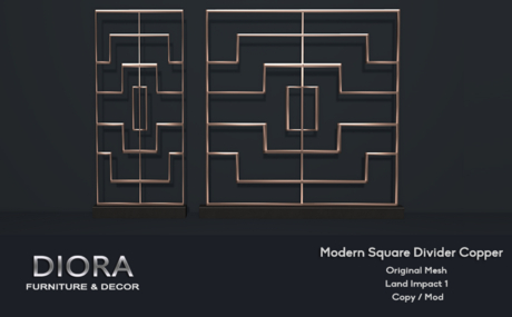 Second Life Marketplace - DIORA Modern Square Divider Copper