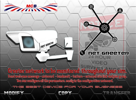 Second Life Marketplace - ::MCB:: Net Greeter v1.5 - Surveillance ...
