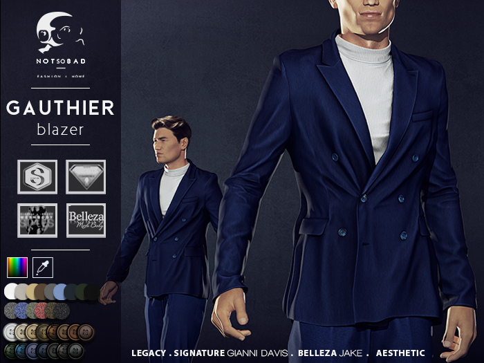 Second Life Marketplace - not so bad . mesh . GAUTHIER blazer suit . navy