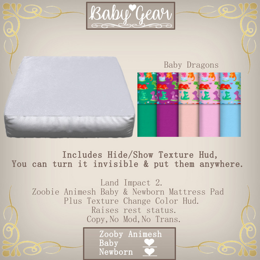 Second Life Marketplace - Animesh Zooby Mattress & Texture Hud Dragons ...