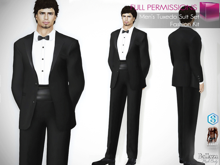 Second Life Marketplace - Full Perm Men's Formal Tuxedo Suit And Shoes ...