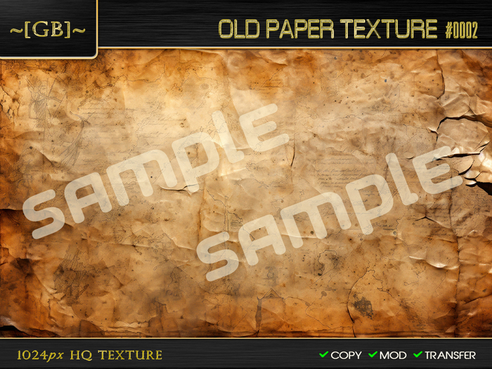 Second Life Marketplace - ~ [GB] Textures HQ ~ 00366 - Old Paper #0002