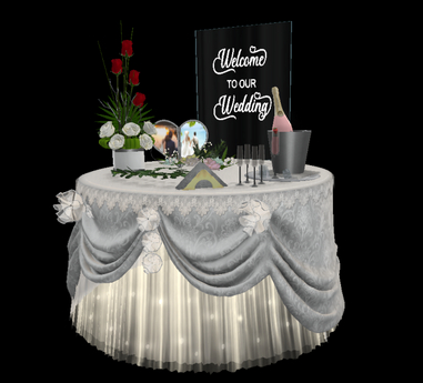 Second Life Marketplace - Welcome Table with champagne and acrylic board