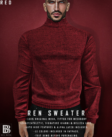 Second Life Marketplace - [BB] Ren Sweater - Red