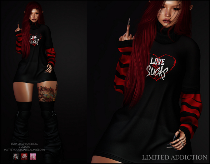 Second Life Marketplace - Limited Addiction - Sofia Dress - Love Sucks
