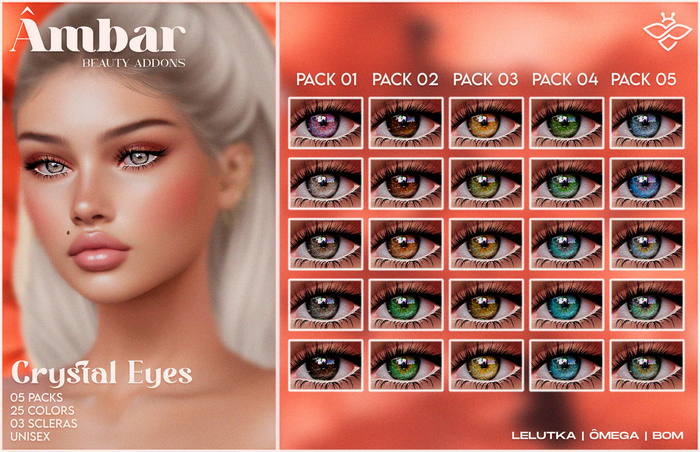 Second Life Marketplace - AMBAR BEAUTY - CRYSTAL EYES (FATPACK) - ADD ME