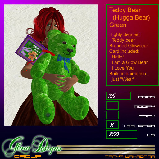 Second Life Marketplace - **GD** Teddy Hugga Bear (Green)