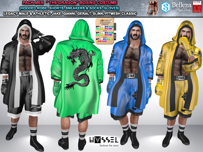 Second Life Marketplace - (HASSEL) PACK MEN BOXING COSTUME OUTFIT (ROBE ...