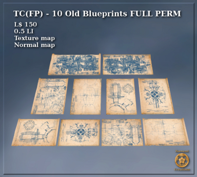 Second Life Marketplace - TC(FP) - 10 Old Blueprints FULL PERM