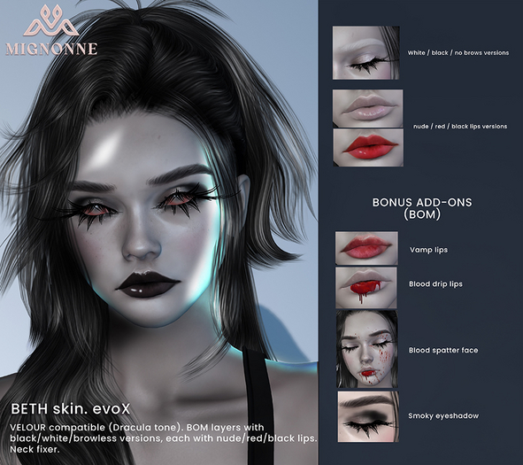 Second Life Marketplace - [Mignonne] Beth skin + shape evoX FATPACK ...