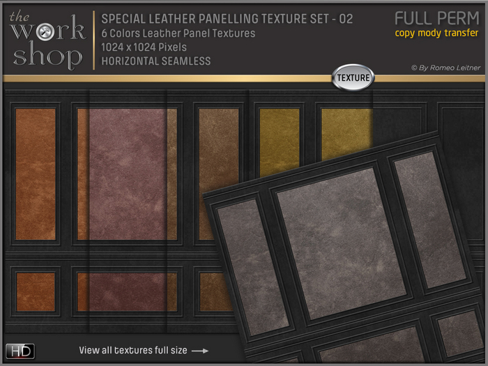 Second Life Marketplace - SPECIAL PANELLING LEATHER TEXTURE SET - 02