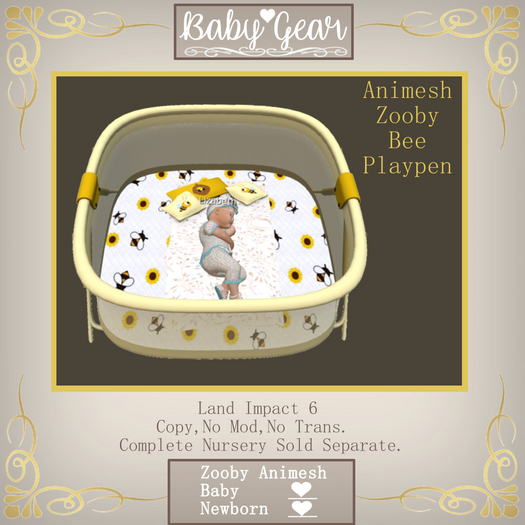 Second Life Marketplace - Animesh Zooby Bee Buddy Play Pen (Boxed)