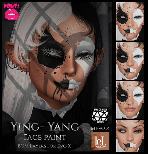 Second Life Marketplace - [POUT!] Ying Yang Facepaint - EVO X