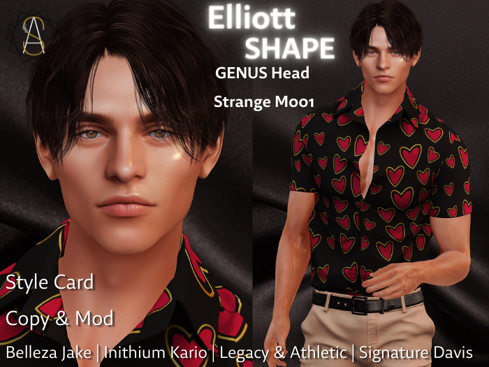 Second Life Marketplace - A.S_Store - Elliott Shape for GENUS Head ...