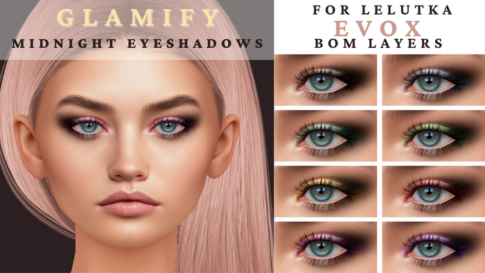 Second Life Marketplace - {Glamify} Midnight Eyeshadow for Lelutka EVOX