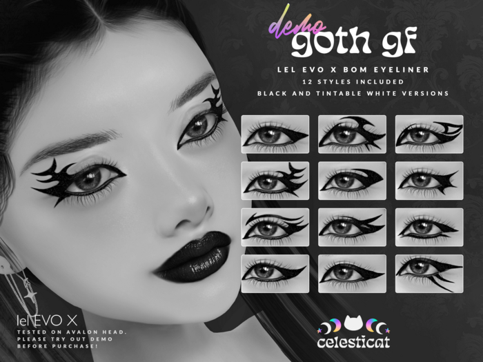 Second Life Marketplace - [Celesticat] DEMO Goth GF Eyeliner - Lel EVO ...