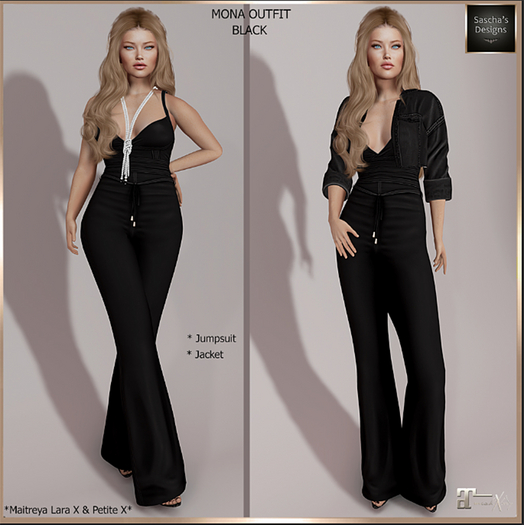 Second Life Marketplace - SAS - Mona Black Outfit (LaraX & PetiteX)