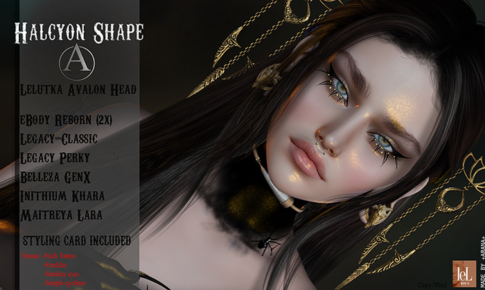 Second Life Marketplace - +ARANA+ Halcyon Shape - AVALON Head Lelutka EvoX