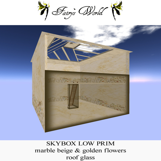 Second Life Marketplace - Skybox marble beige&golden flowers glass roof ...
