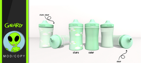 Second Life Marketplace - Gnarly. - Sippy Cup Set - Stars Mint
