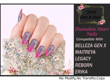 Second Life Marketplace - [ReM] Shameless Heart Nails