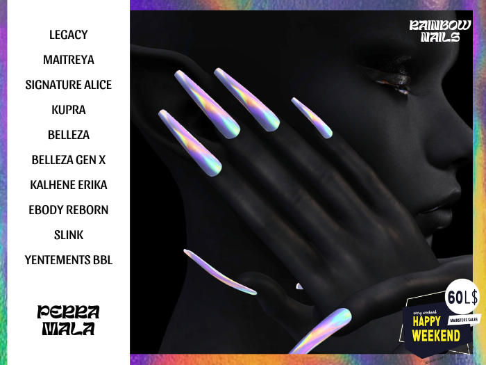 Second Life Marketplace - PERRA MALA ~ RAINBOW NAILS ~ LEGACY MAITREYA ...
