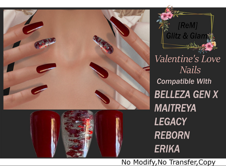Second Life Marketplace - [ReM] Valentine's Love Nails