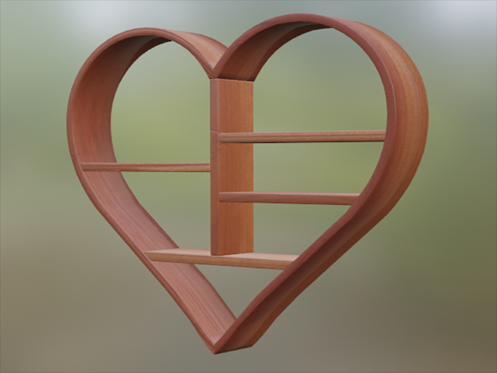 Second Life Marketplace - Heart Bookcase, American Cherry Wood