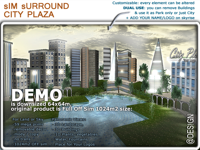 Second Life Marketplace - City Plaza Sim Surround (DEMO sim surround)