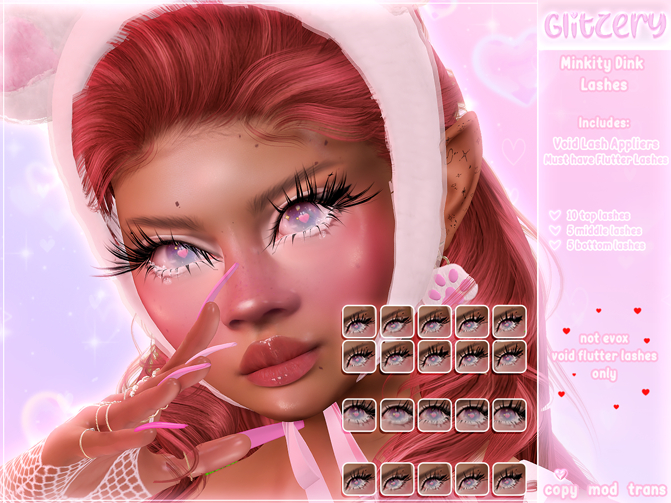 Second Life Marketplace - Glitzery ~ Minkity Dink Lashes VOID FLUTTER