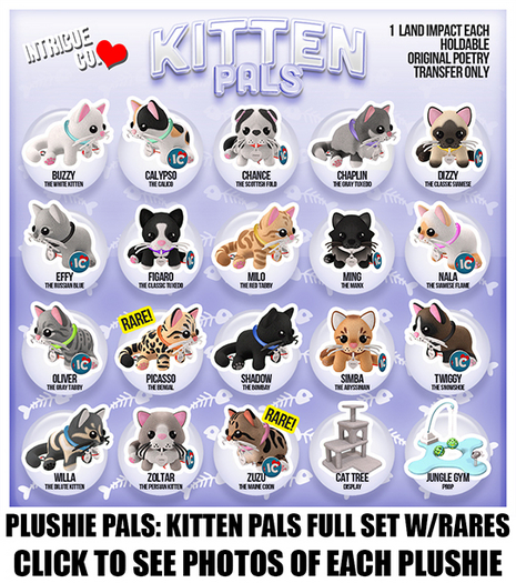 Second Life Marketplace - PLUSHIE PALS: KITTEN PALS FULL SET W/RARES