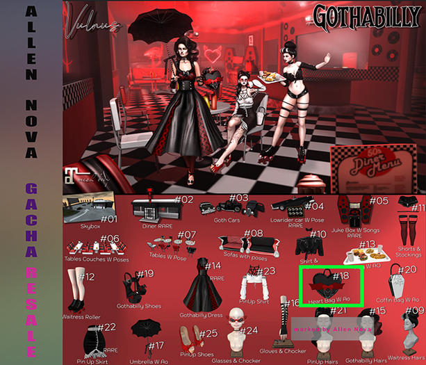Second Life Marketplace - 18. Gothabilly Heart Bag - VULNUS - SALE