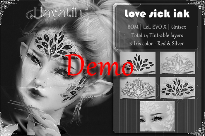 Second Life Marketplace - HAYATIH: Love sick ink | Lelutka Evo X | Bom ...