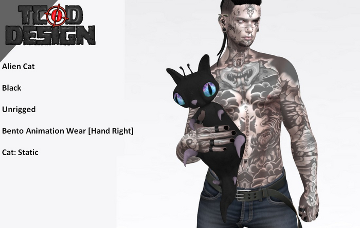 Second Life Marketplace - Alien Cat Black [Bento Animation Wear] [DEMO]
