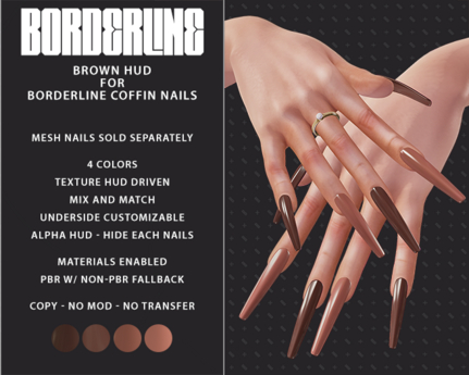 Second Life Marketplace - Borderline - Coffin Nails - Brown HUD
