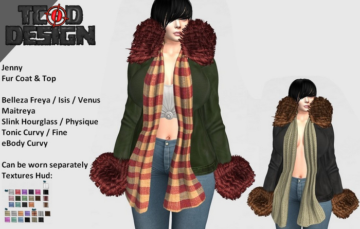 Second Life Marketplace - Fur Coat & Top ~ Jenny [Textures Hud]...