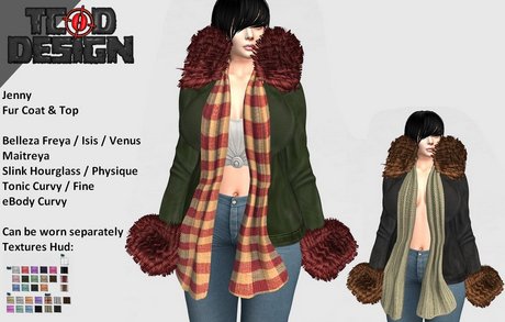 Second Life Marketplace - Fur Coat & Top ~ Jenny [Textures Hud]...