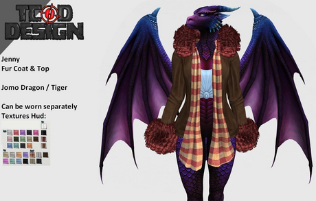 Second Life Marketplace - Fur Coat & Top Jomo ~ Jenny [Textures Hud]. DEMO