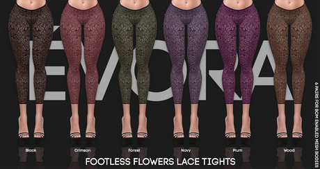 Second Life Marketplace - EVORA - Footless Flowers Lace Tights