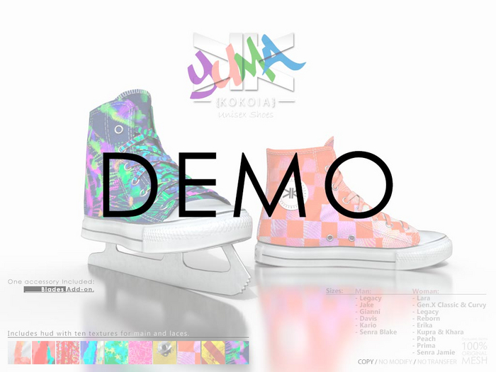 Second Life Marketplace - Demo :: Yuma :: Unisex Sneakers :: 10 Colors ...